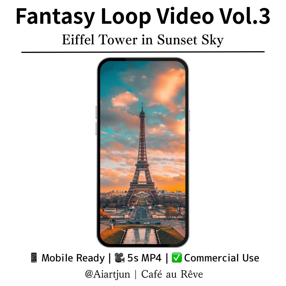 Fantasy Loop Video Vol.3 – Eiffel Tower in Sunset Sky
