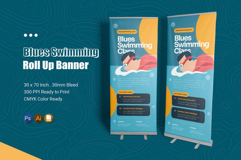 Blues Swimming Roll Up Banner