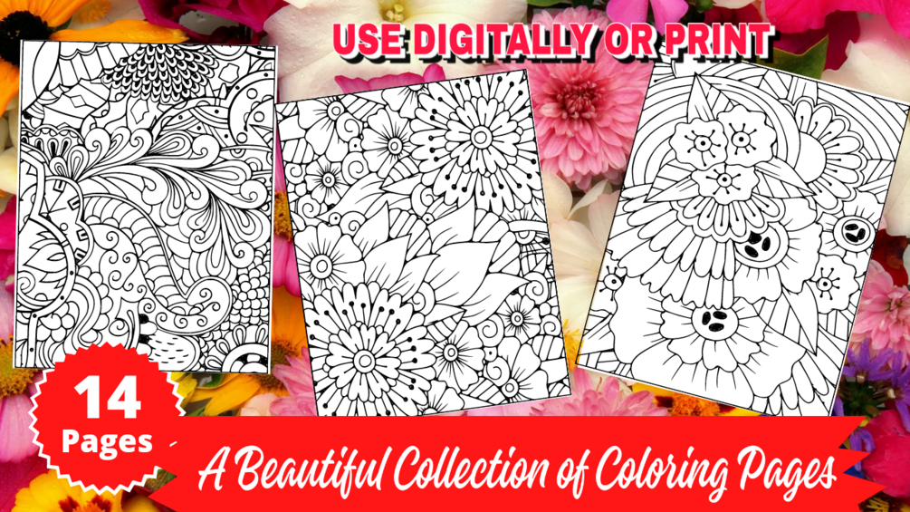 Floral Coloring Book: Fun and relaxing coloring book for adults and ...