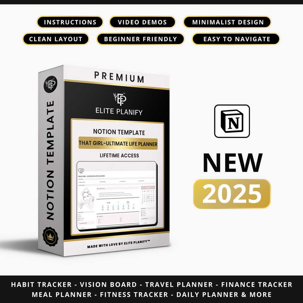 That Girl Ultimate Life Planner Notion Template Pink & Mocha