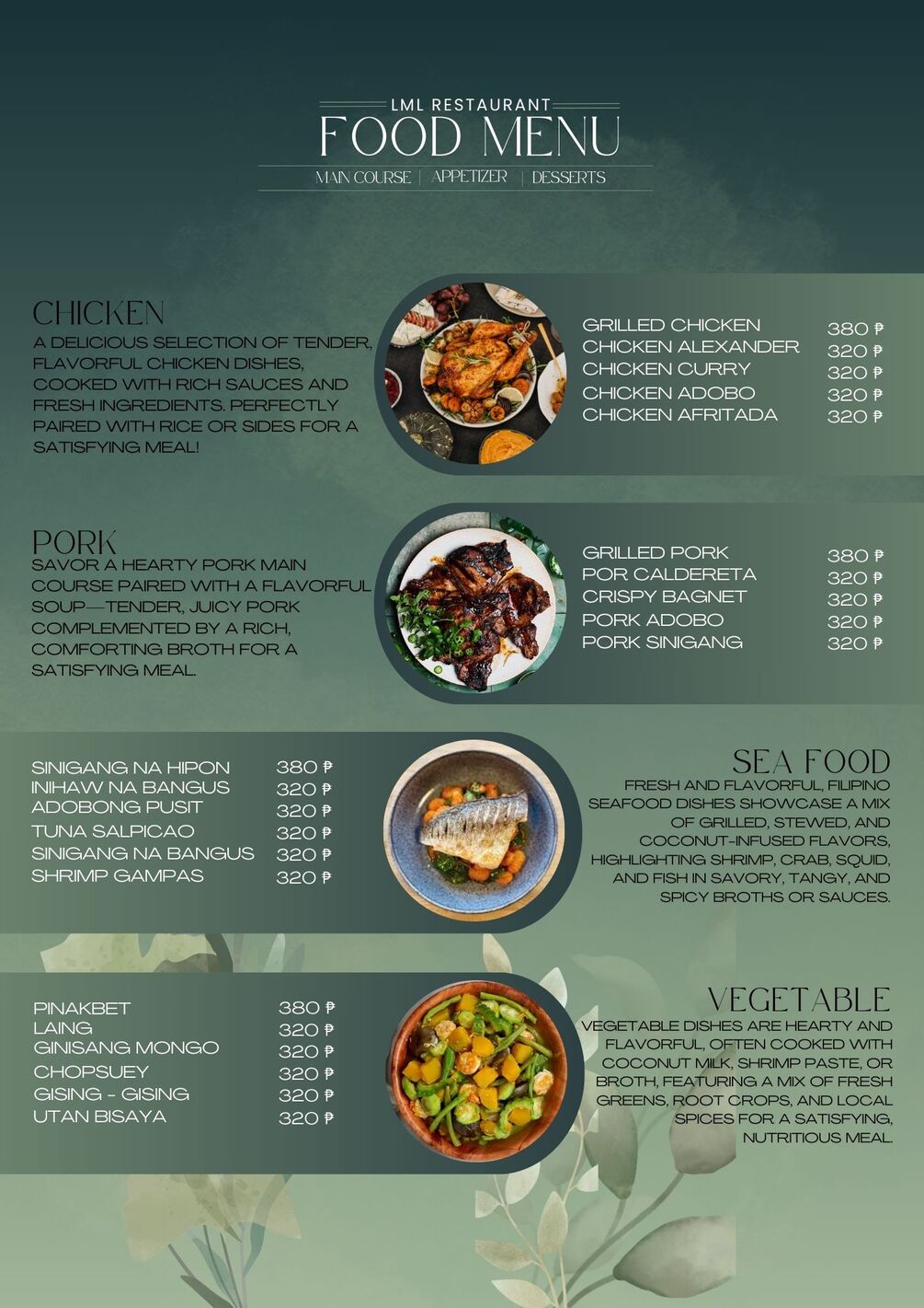 Printable and Fully Editable Menu Layouts / Templates