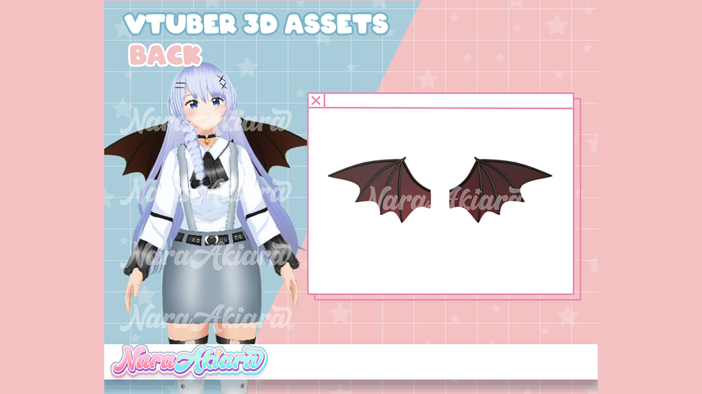 3D Vtuber Assets Bat Wings vroid commission, 3D assets ready to use ...