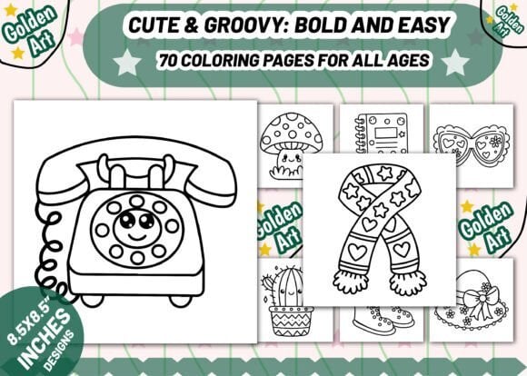 Cute & Groovy: Bold Easy Coloring Pages