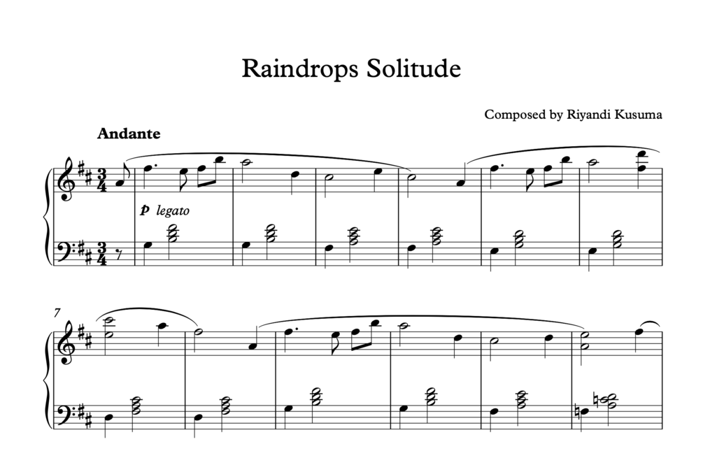 Riyandi Kusuma - Raindrops Solitude (Sheet Music)