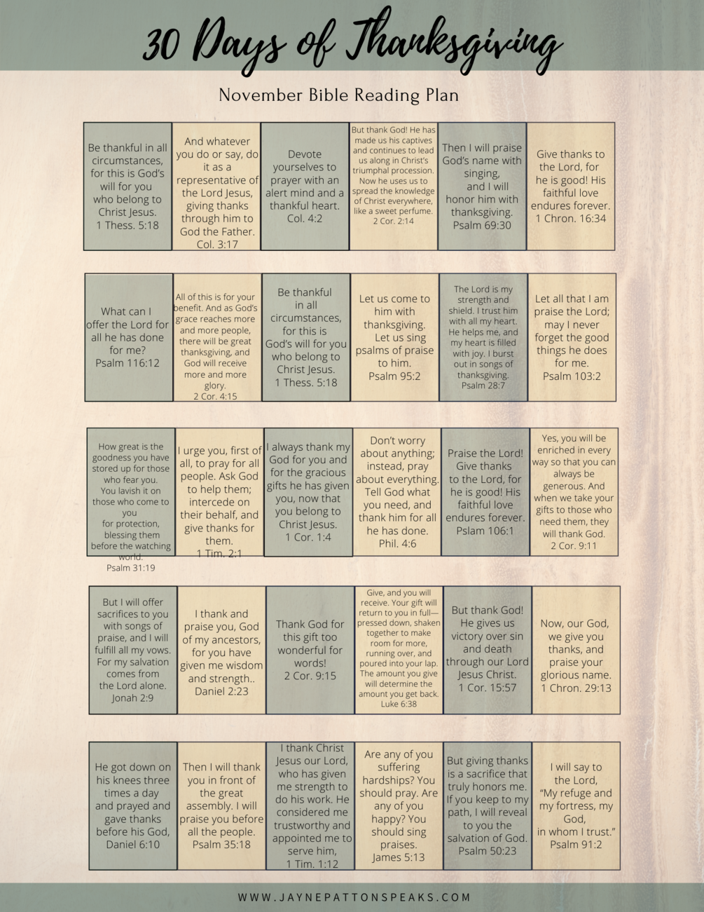 30 Days of Thanksgiving Printable for November