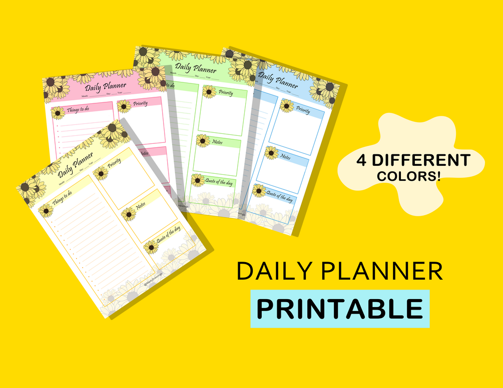 Sunflower Daily Planner Printable SET
