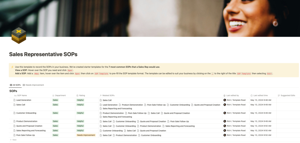 Notion - Sales Representative SOPs