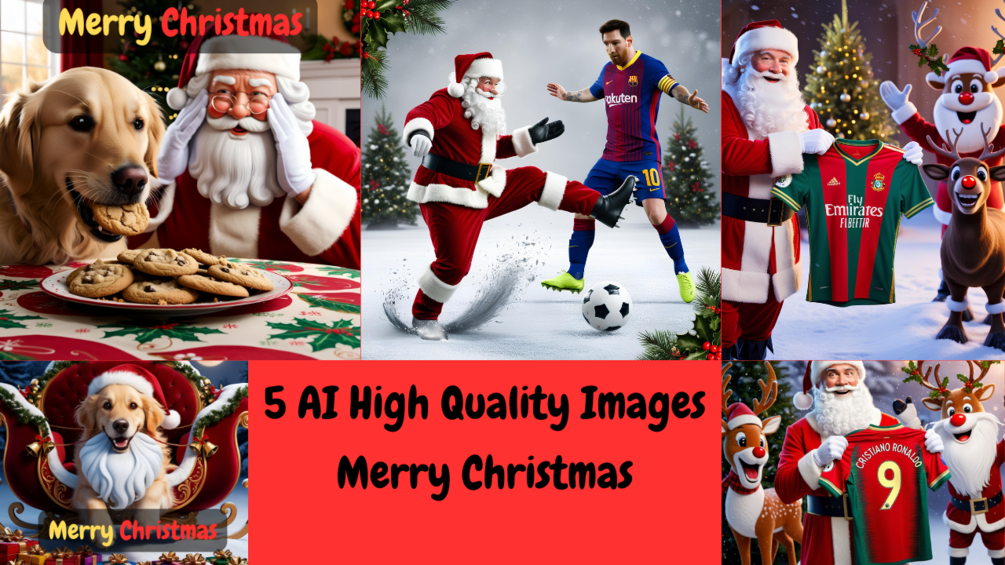 Santa and Messi , Santa and A Dog