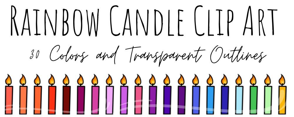 Tall Candle Clip Art in Rainbow Colors