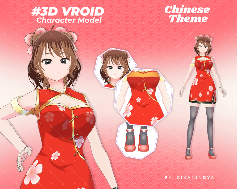 Enchanting 3D Vroid Character Anime Chinese Girl for Streamer's Virtual ...