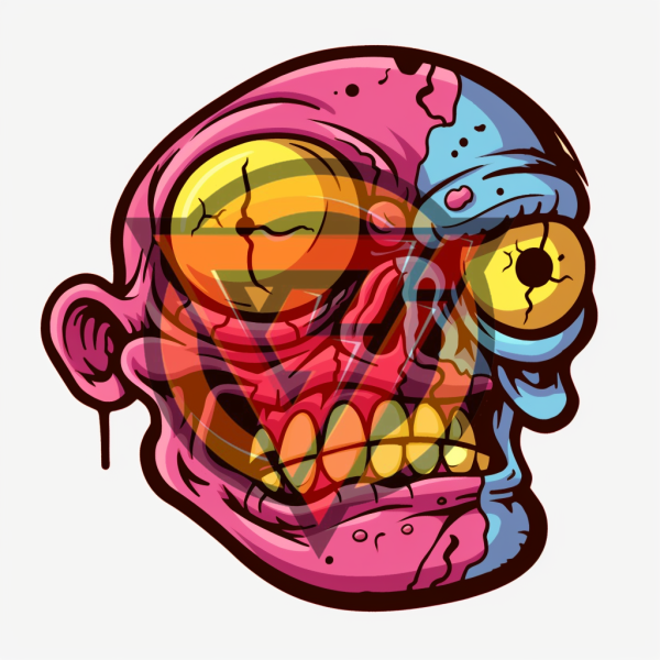 Split-Face Zombie - Twisted Horror Skull Digital Art