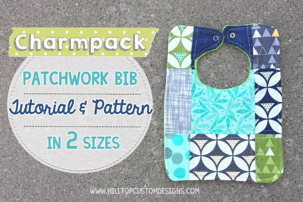 Charmpack Patchwork Bib in 2 Sizes - PDF
