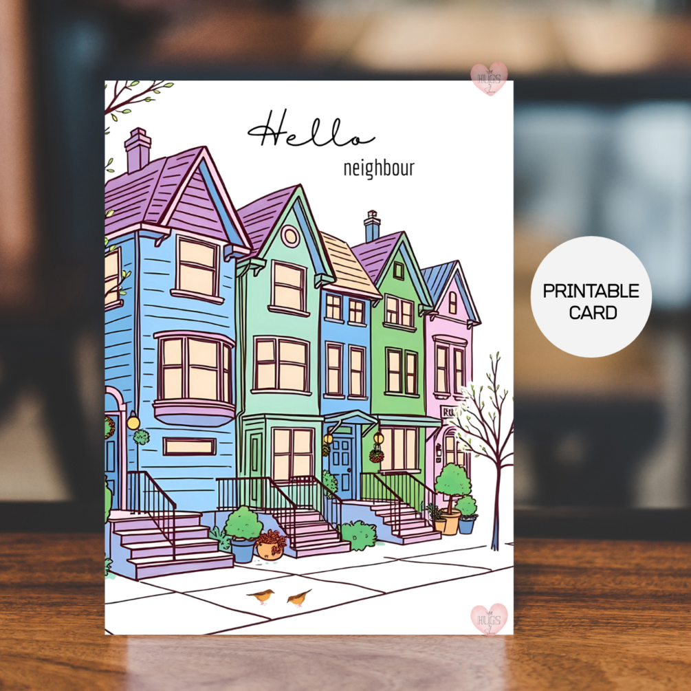 Hello Neighbour | Printable Folded Card | 5x7 | Welcome to the ...