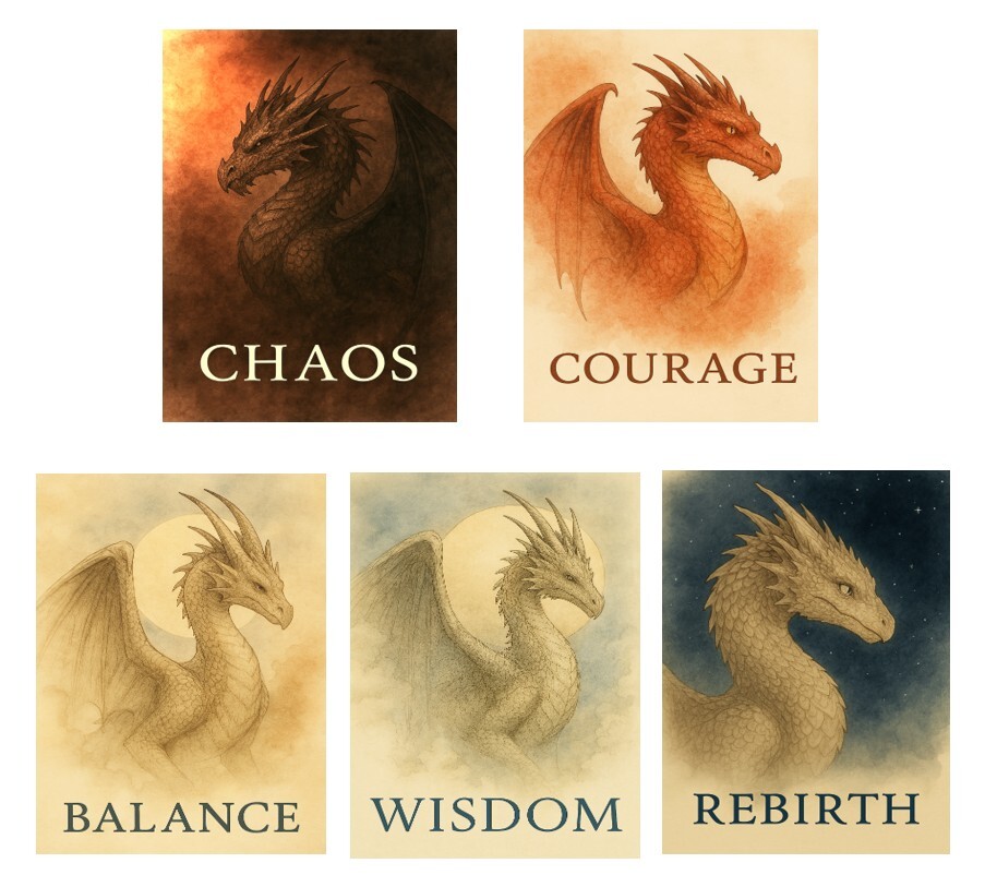 Legendary Dragons – Fantasy Wall Art (Set of 5)