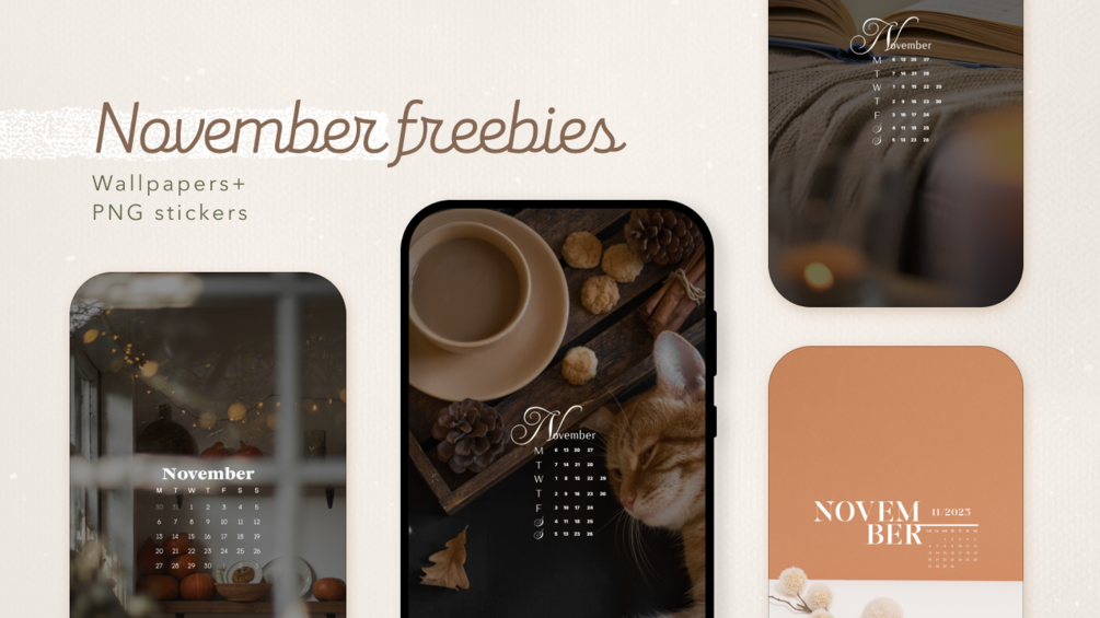 November 2023 wallpapers + PNG stickers