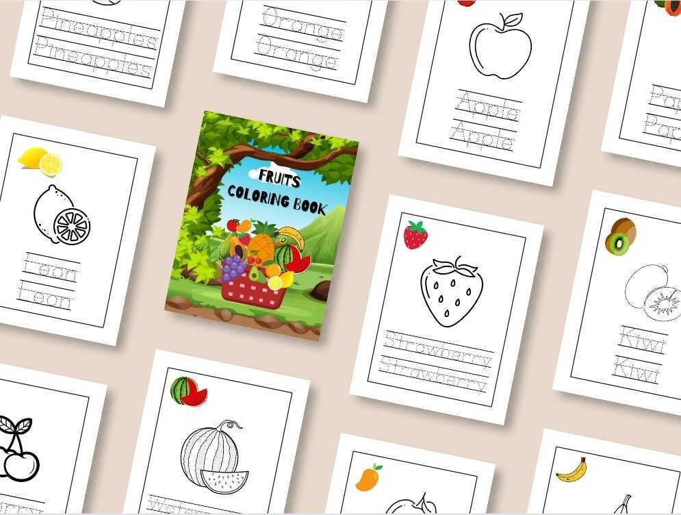 Fruits coloring book