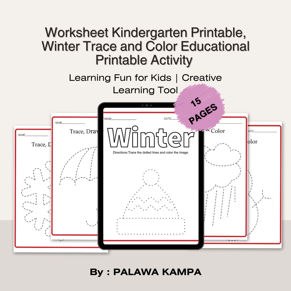 Worksheet Kindergarten Printable | Winter Trace and Color | Educational ...