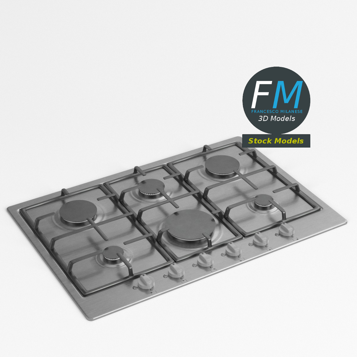 3D MODEL - 6 burners gas hob