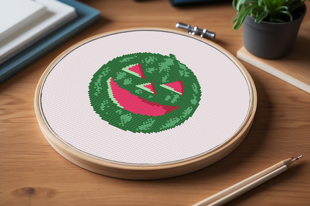 Halloween watermelon cross stitch pattern