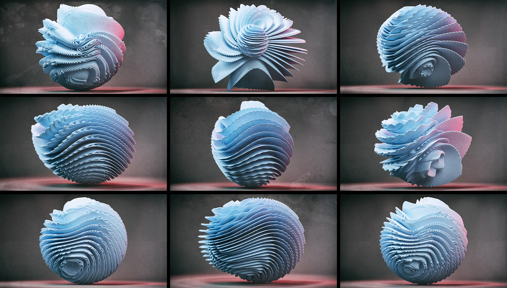 Procedural Abstract Flower Collection: 9 Unique Generative Digital Flowers Created in Xenodream