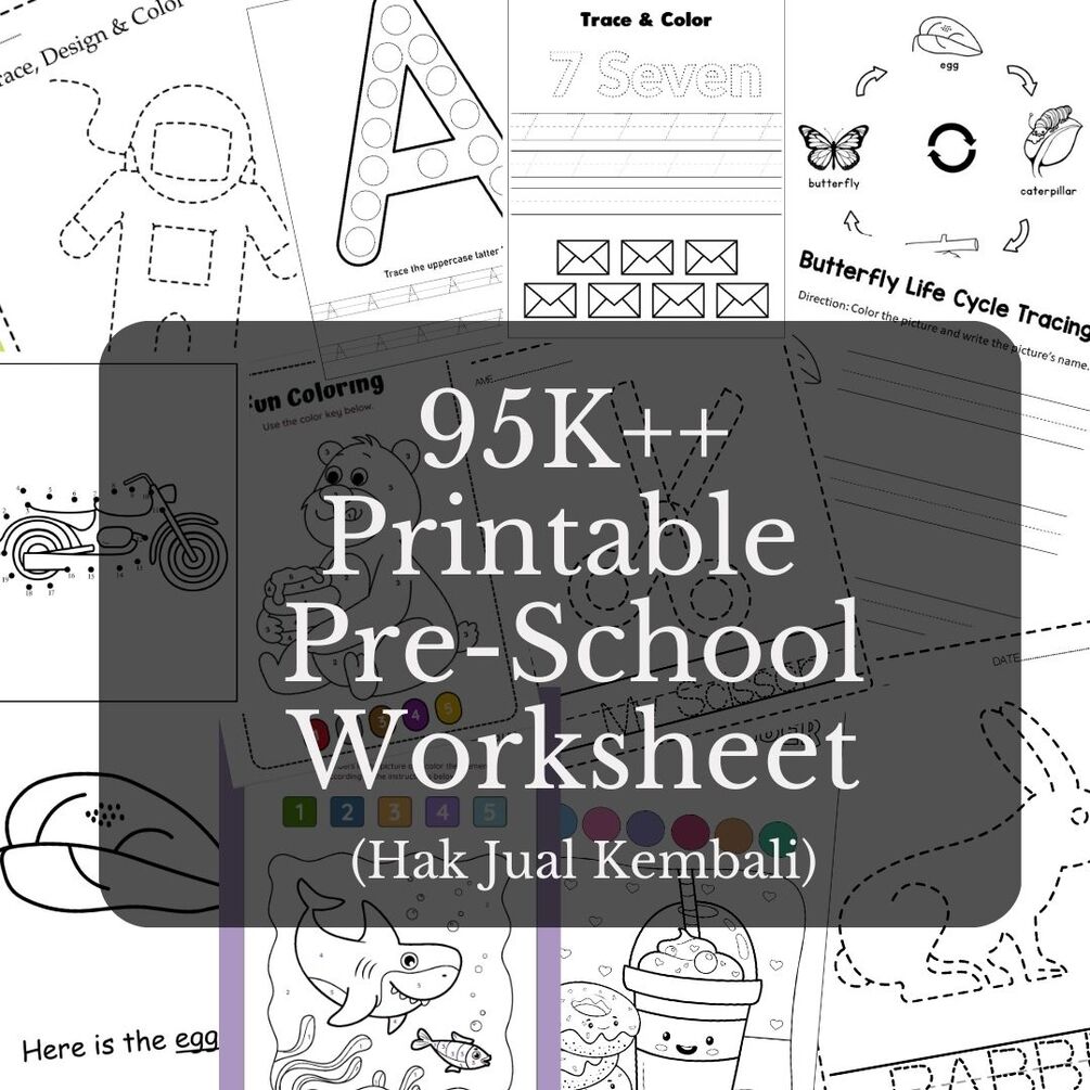 95K Printable PreSchool Worksheet for Kids Learning