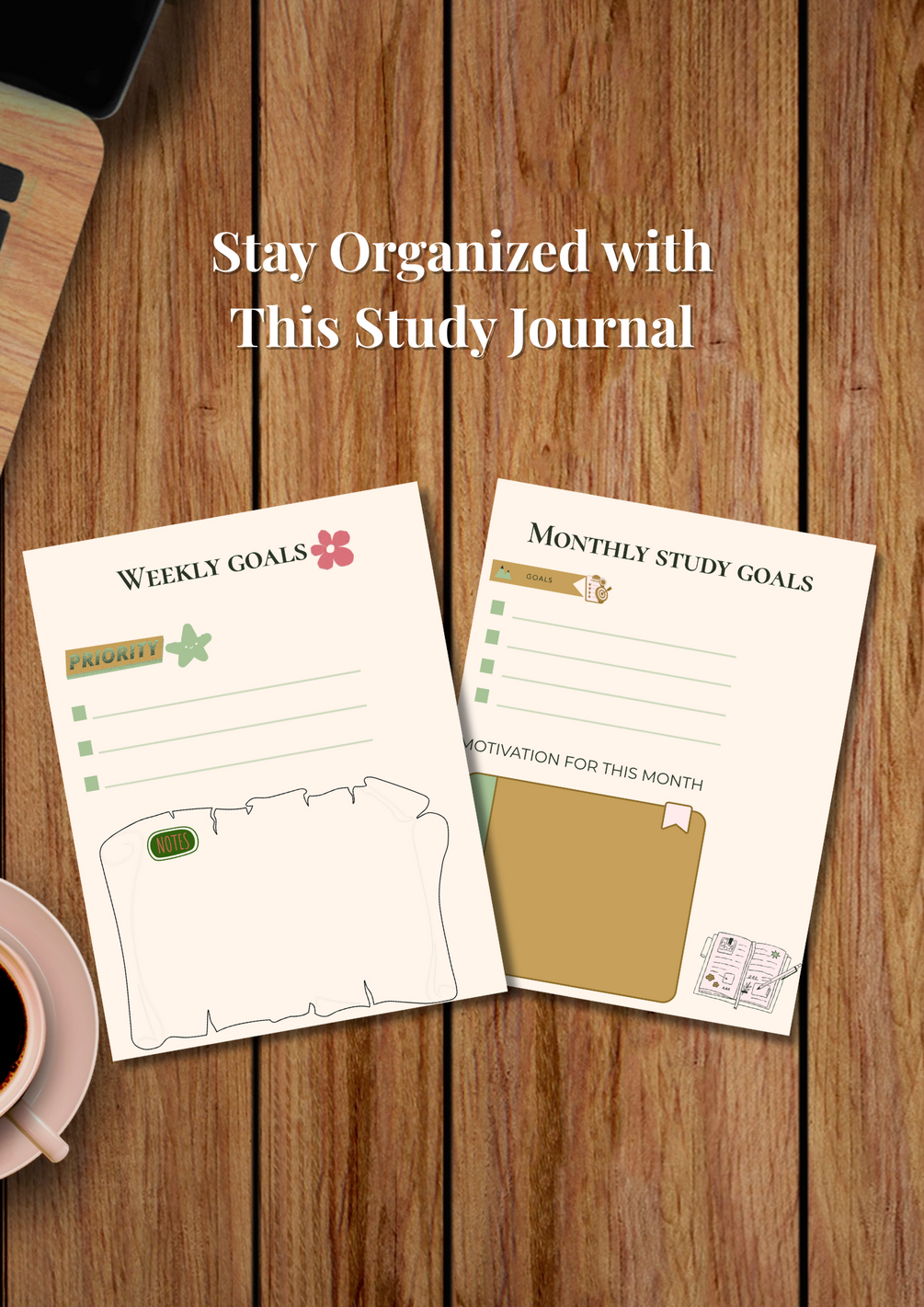 Minimalist Study Journal – Printable PDF | Daily & Weekly Planner