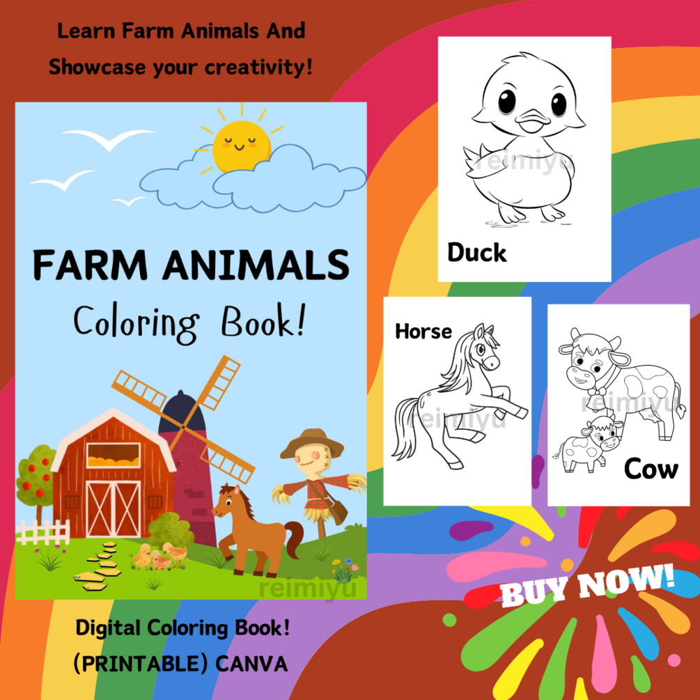 Farm Animals Children Coloring Book