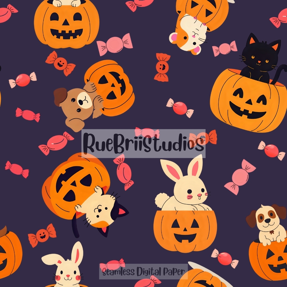 Pumpkin Pets • Seamless Digital Paper