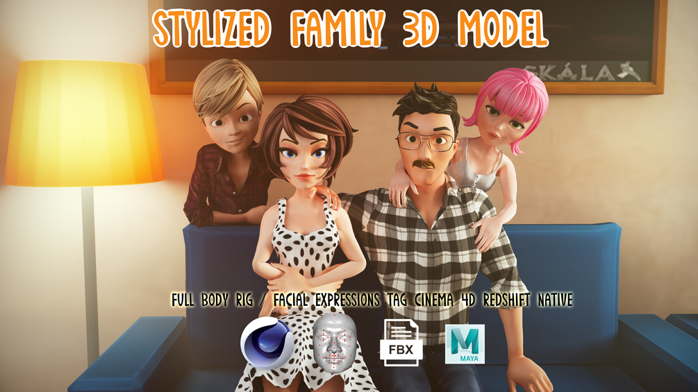 3D Stylized Family Rigged / Cartoon Characters Pack