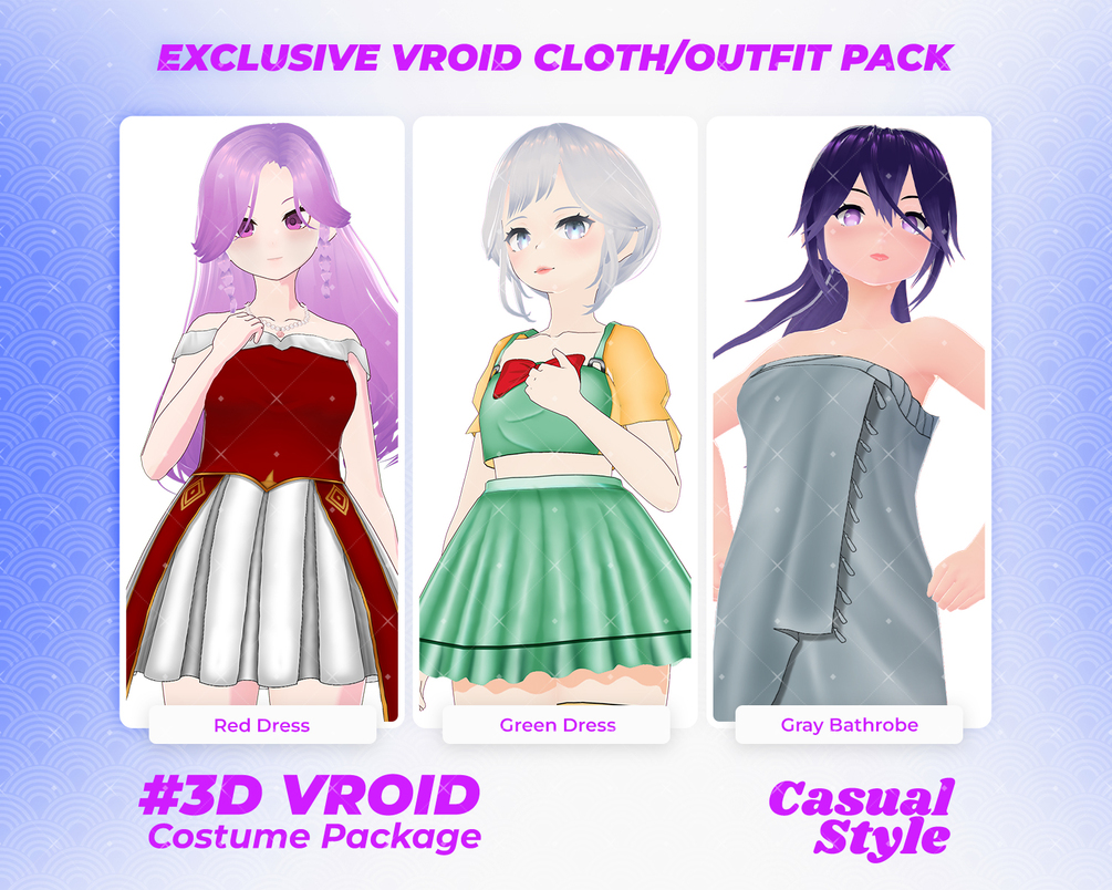 VRoid Clothing Pack, Costume, Clothes, VRoid Style, Streamer Outfits ...