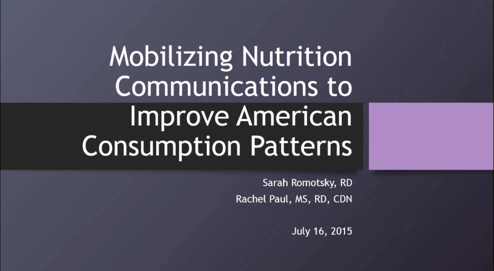 Mobilizing Nutrition Communications to Improve American's Consumption ...
