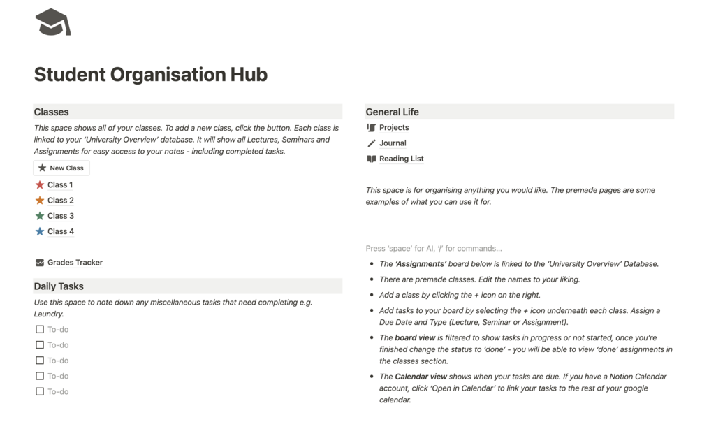 Notion Template - Student Organisation Hub