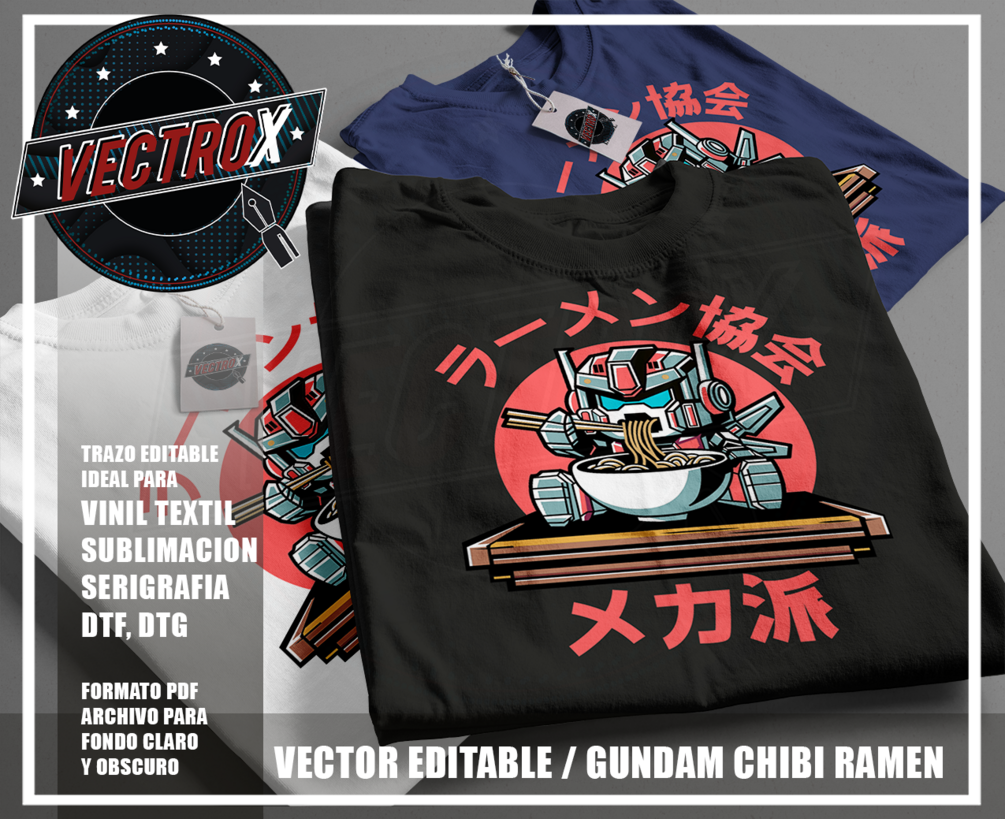 Vector Editable - Gundam Chibi Ramen