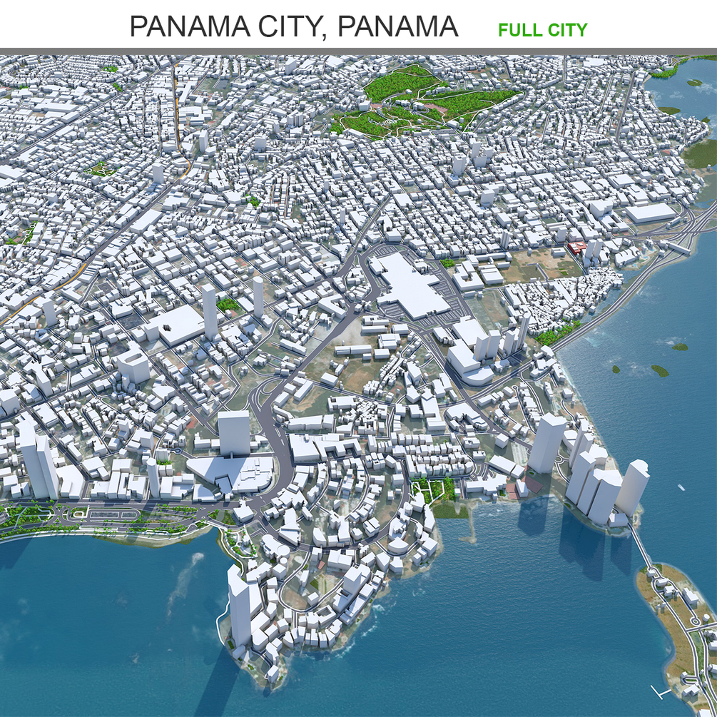 Panama City Panama 3d model 80km