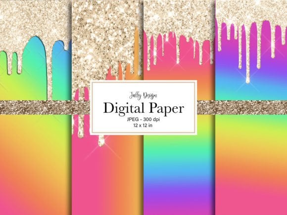 Beautiful Rainbow Digital Paper Bundle More than 156 Graphics