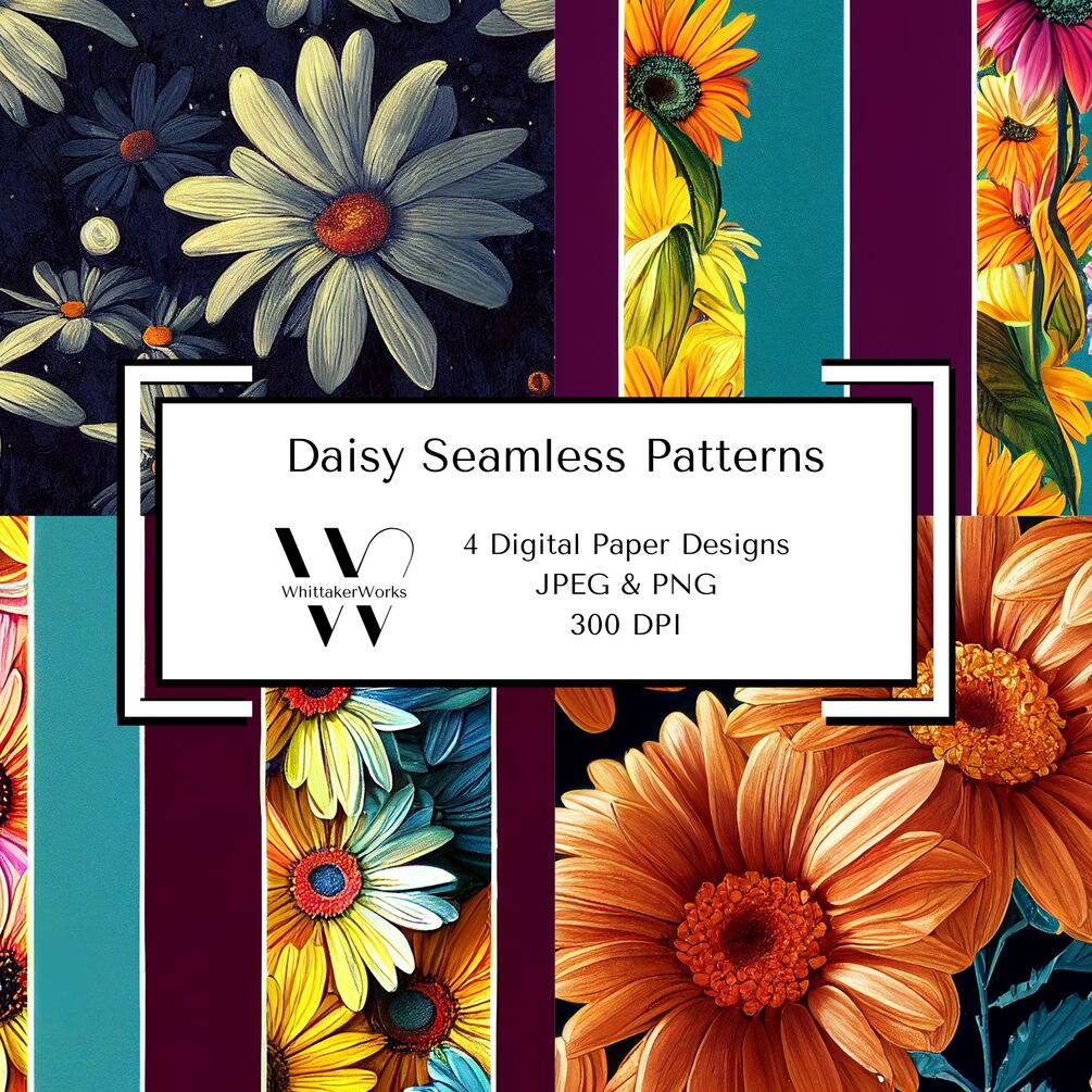 Daisy Flower Seamless Pattern / Digital Paper Set
