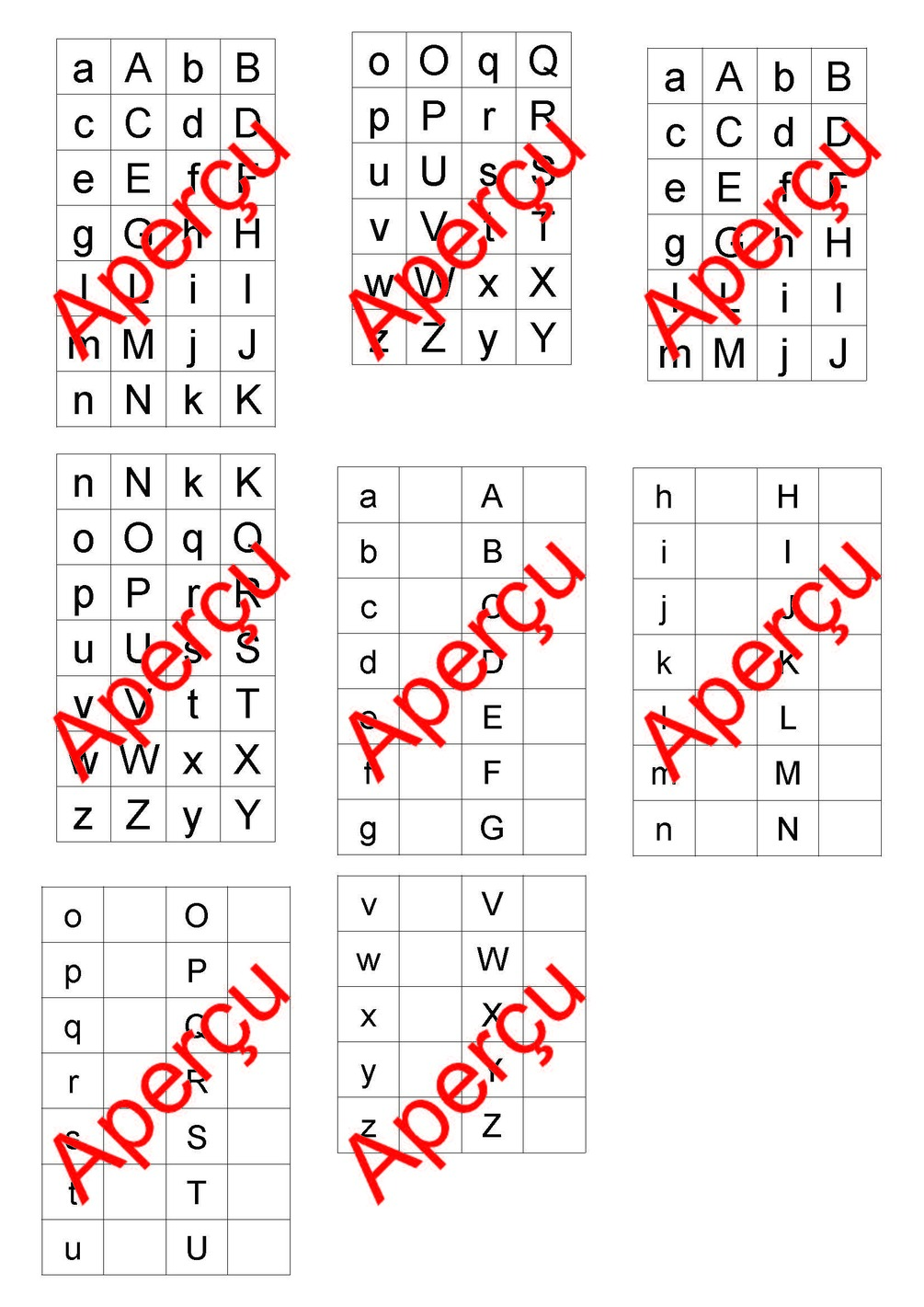 Association lettres majuscules/minuscules