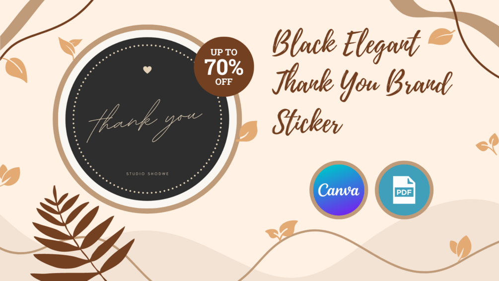 Black Elegant Thank You Brand Sticker | Canva Template