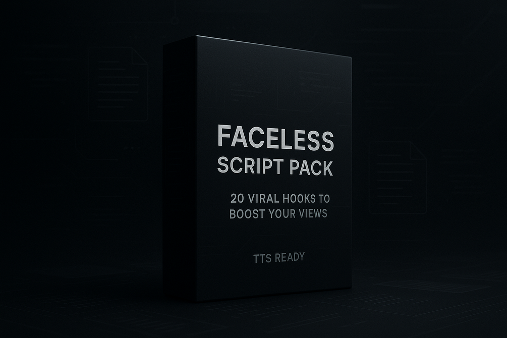 Faceless Script Pack – 20 Viral Hooks to Boost Your Views (TTS Ready)