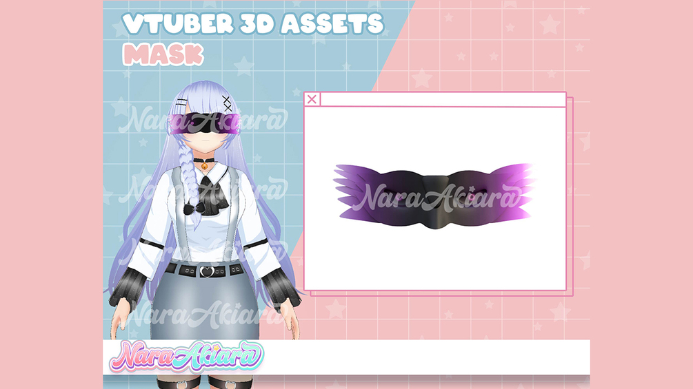 3D Vtuber Assets Mask V11 vroid commission, 3D assets ready to use ...