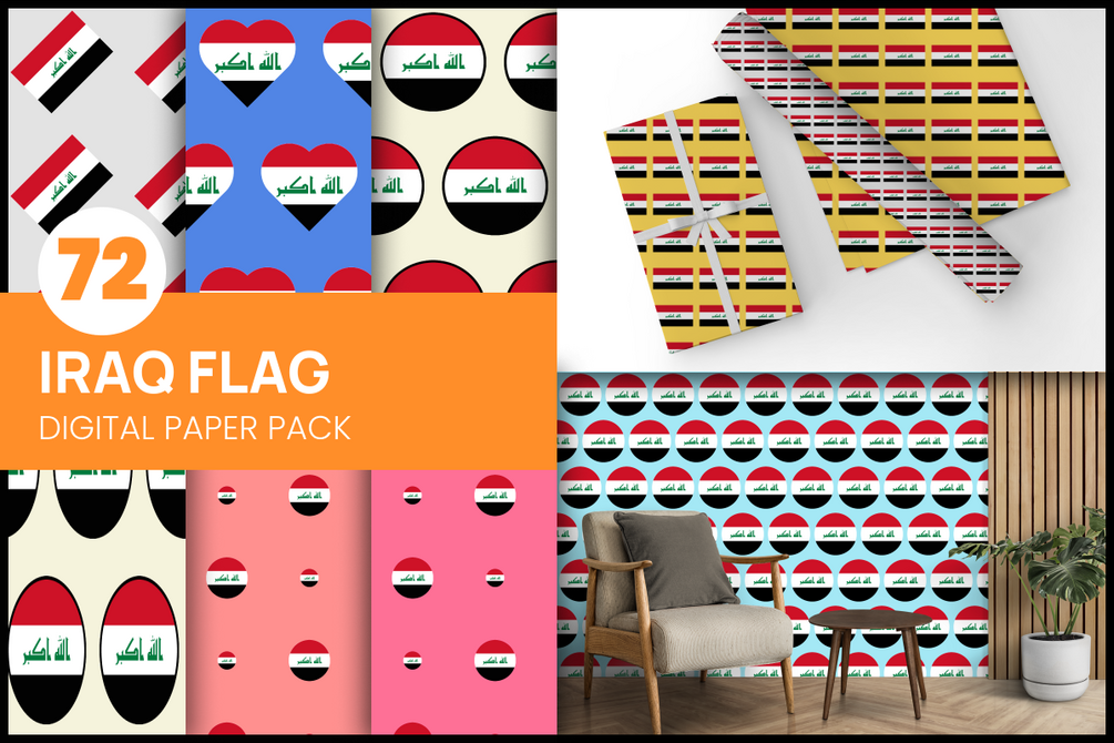 Iraq Flag Seamless Patterns