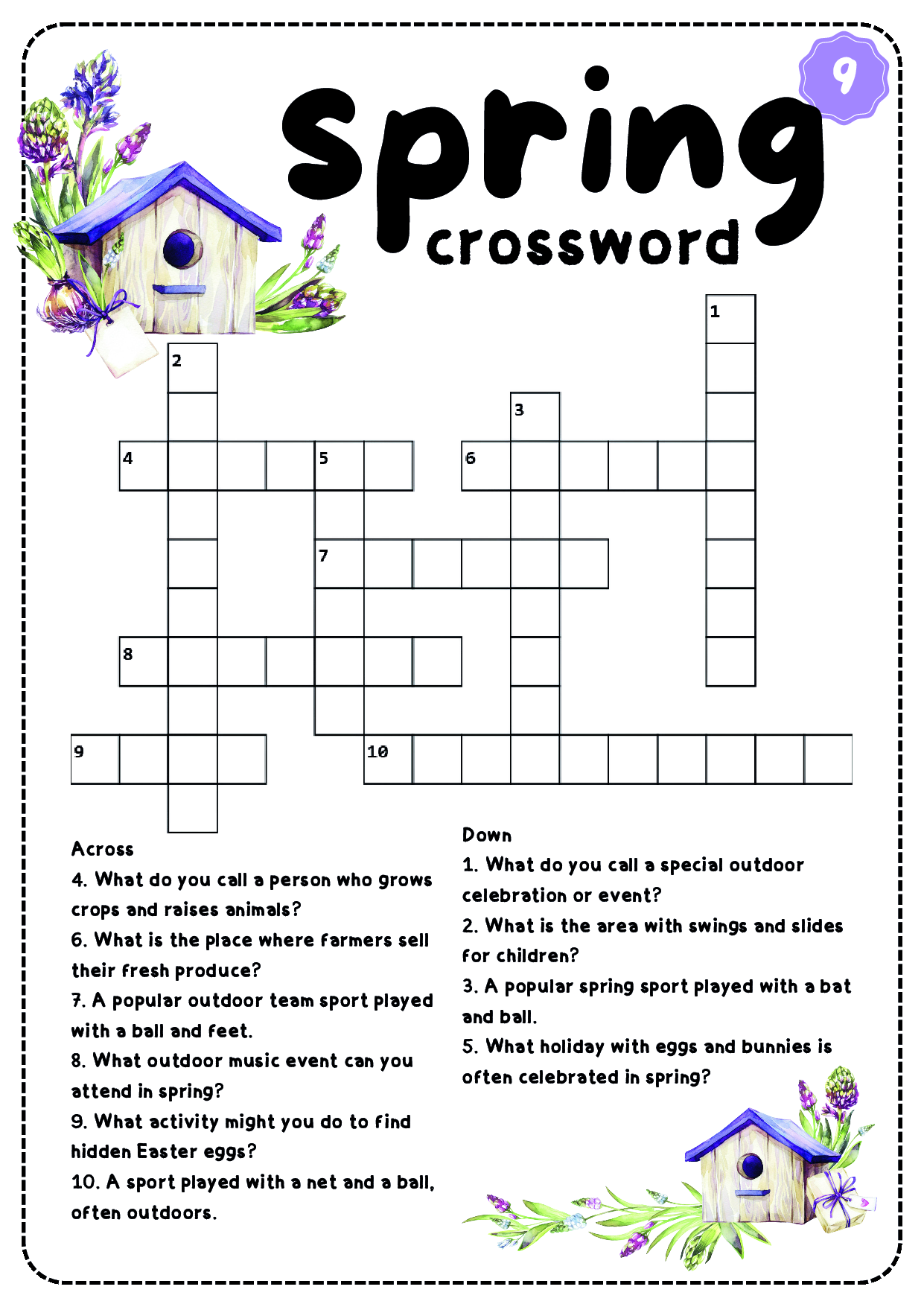 Spring Crossword Puzzles for Kids – Fun Seasonal Vocabulary Activities ...