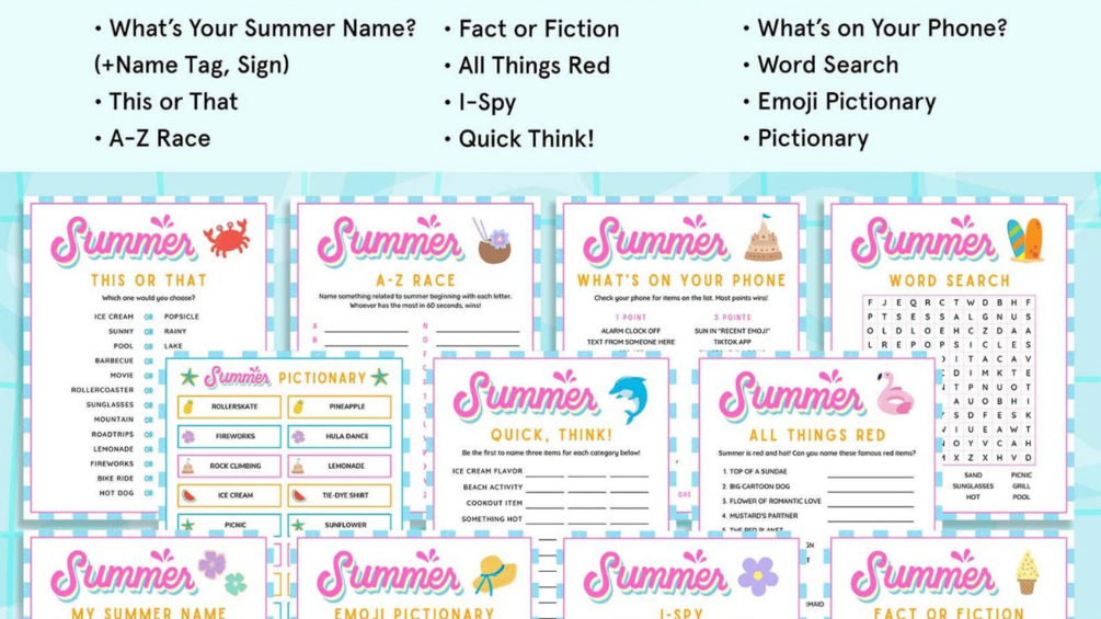 Summer Game Bundle Summer Games for Kids Summer Activities Family ...