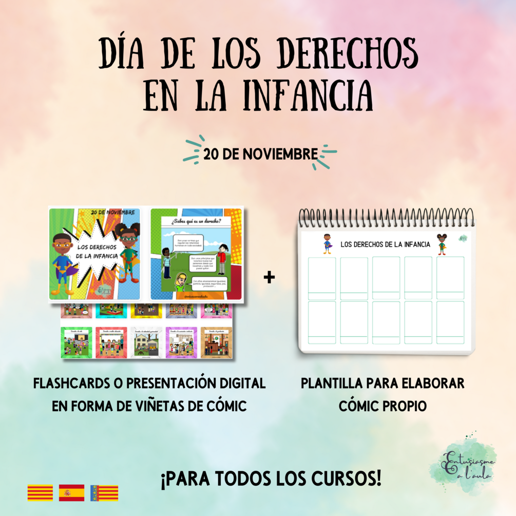 Día de los derechos en la infancia. FLASHCARDS DIGITALES + CÓMIC