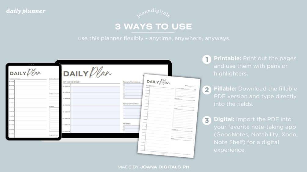 DAILY PLANNER (printable + fillable)