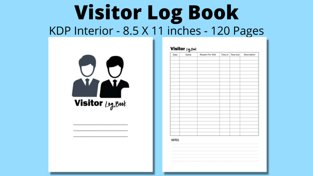Visitor Log Book KDP Interior Template, Size 8.5x11 Inches with 120 ...