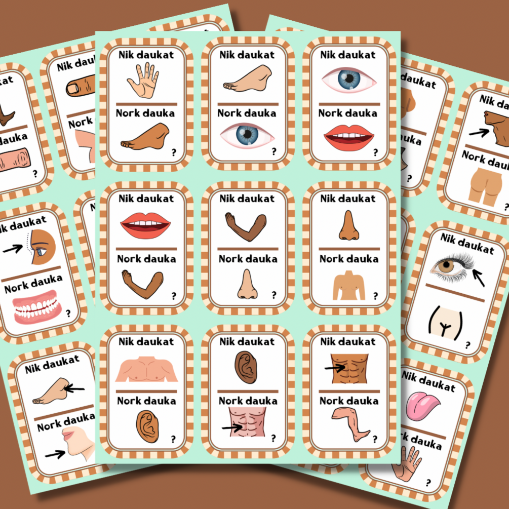 Gorputz atalak. Nork dauka jolasa eta letra zopa