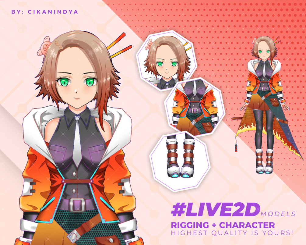 VTuber Live2D | VTuber Avatar with Tan Hair for Audience Growth | 7 ...