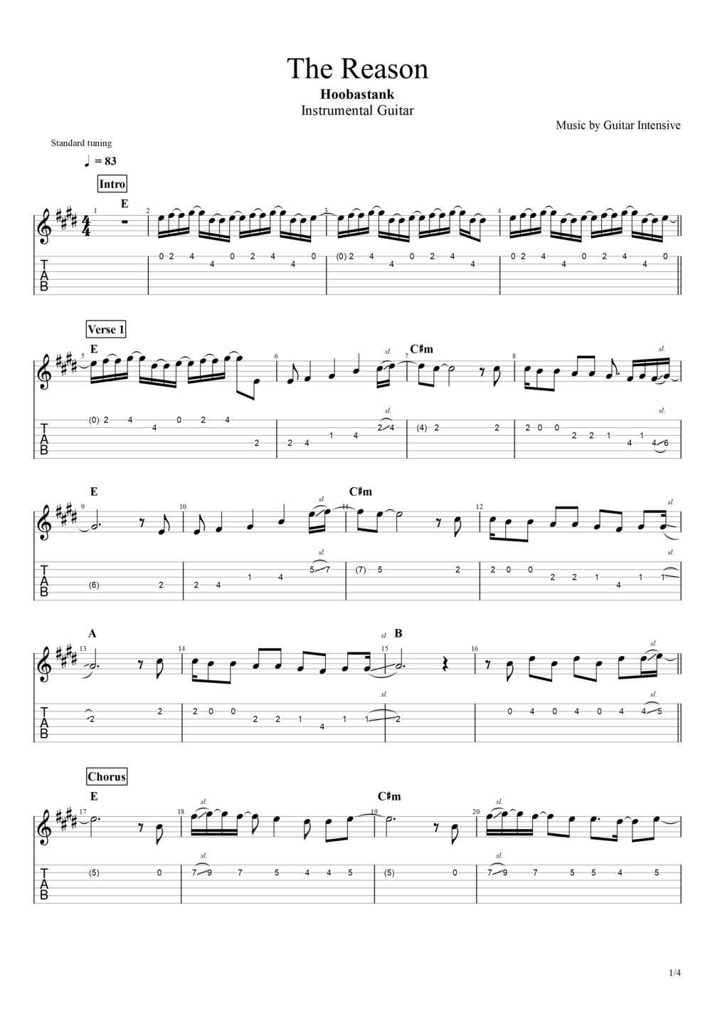 TAB. The Reason - Hoobastank