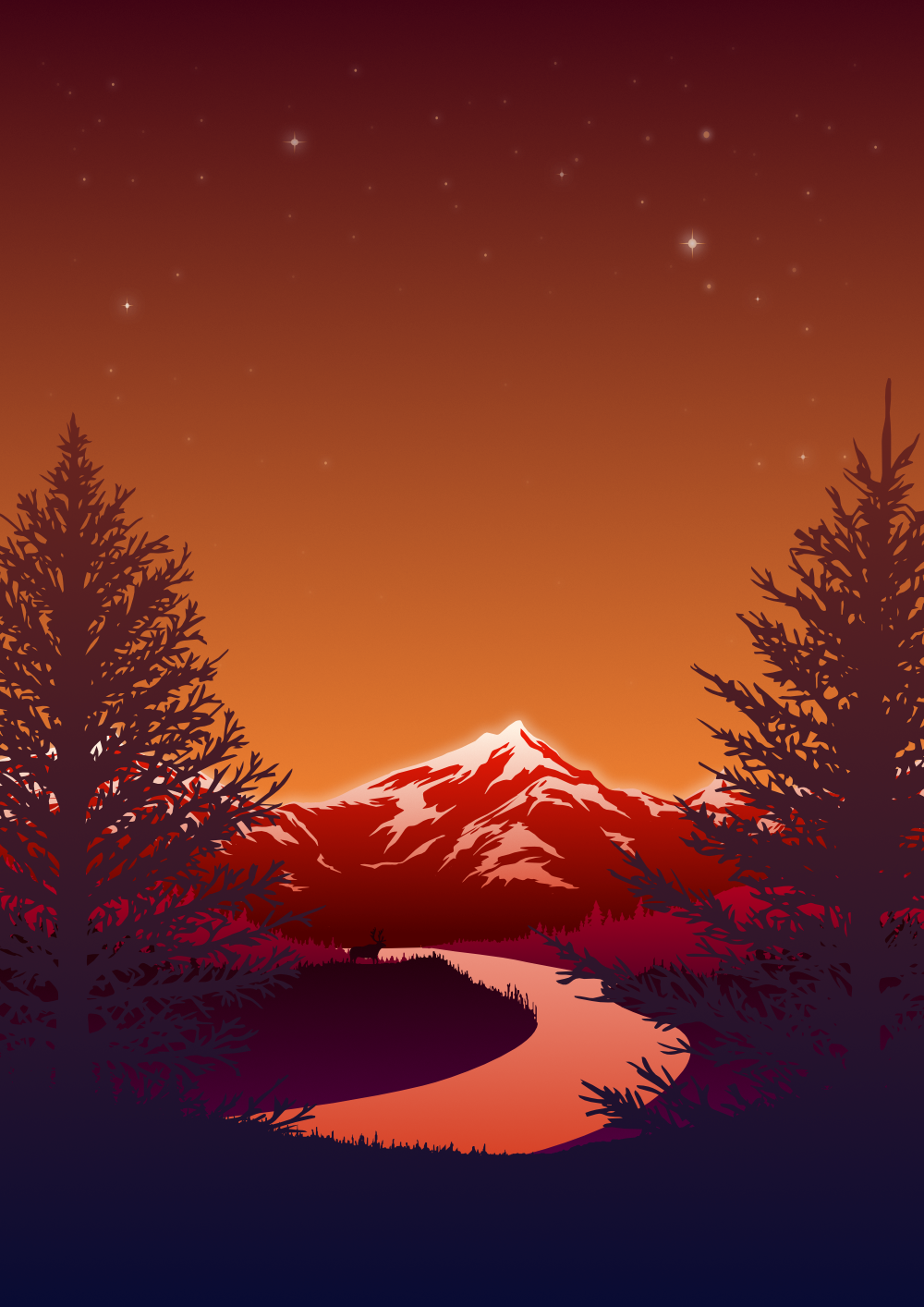 Red Mountains | Free Vector Poster